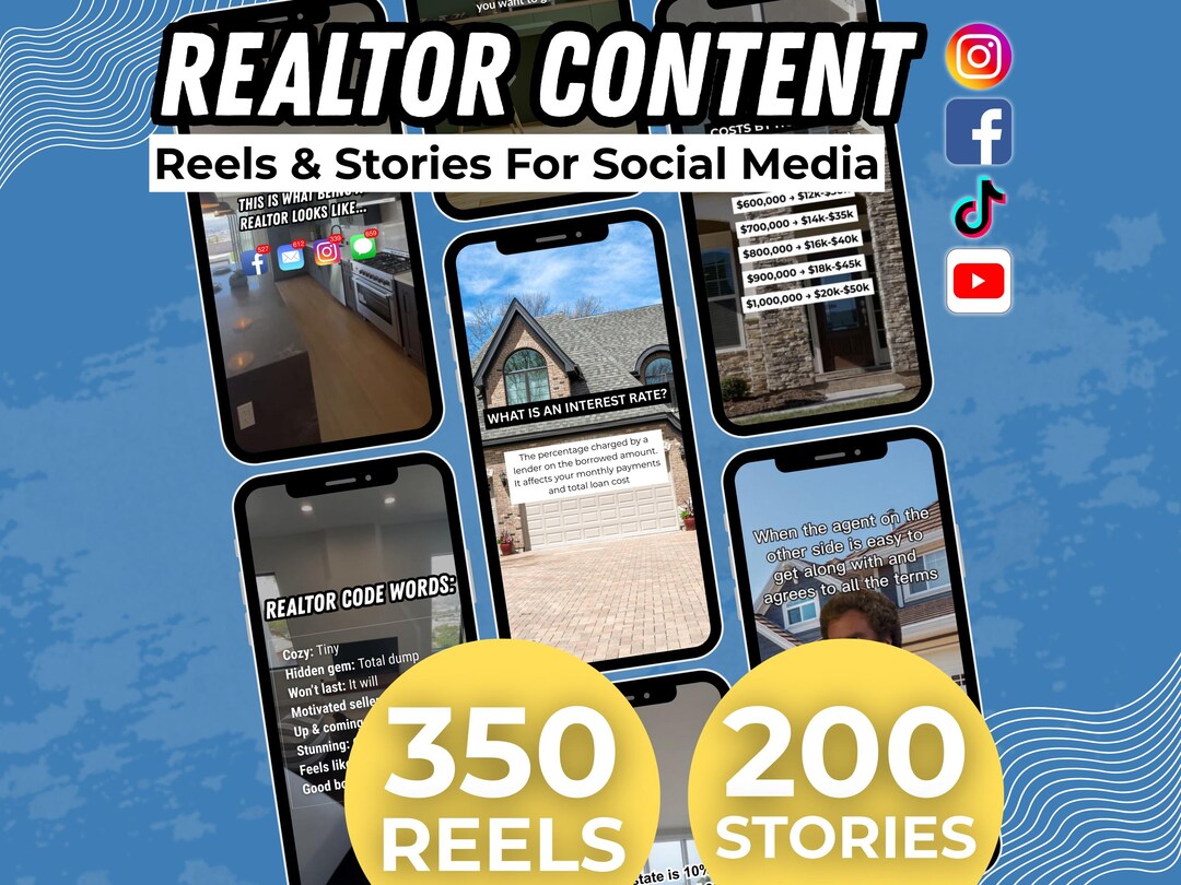 Real Estate Reels & Stories (content for Realtors) MEGA PACK - 350 ...