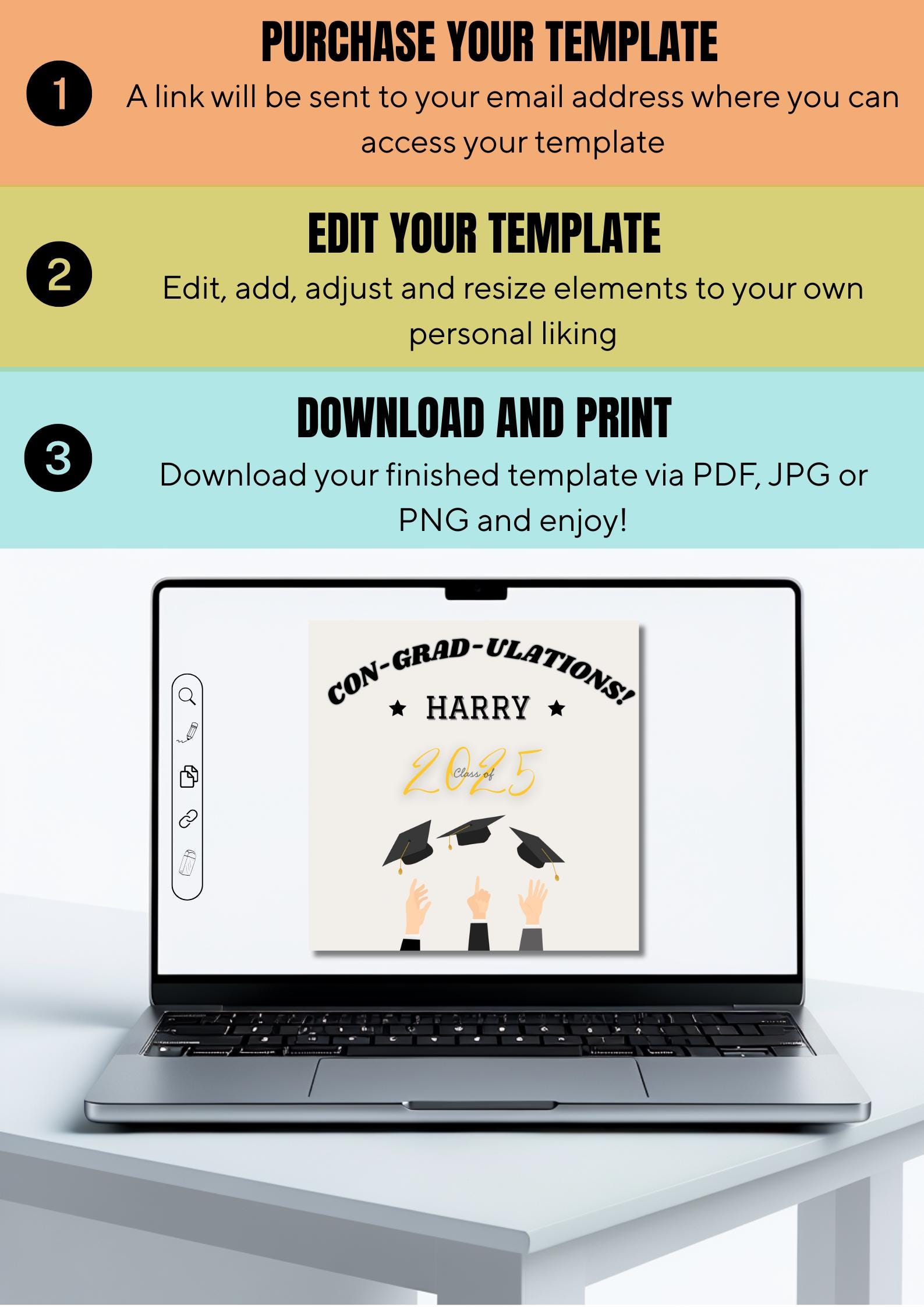 Personalised Graduation Card, Custom, Editable and Printable, Instant ...