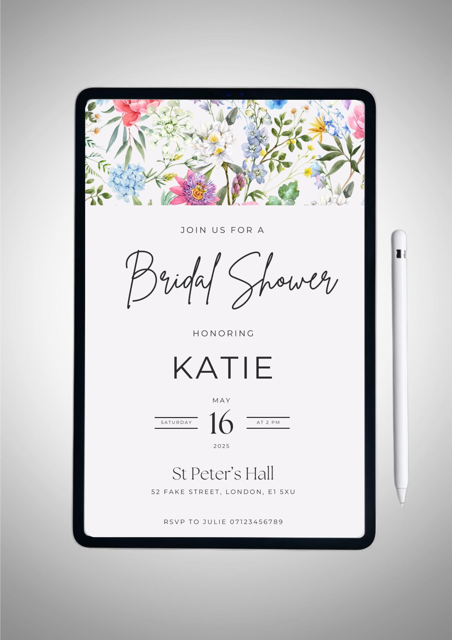 Floral Bridal Shower Invitation Template, Digital Wedding Shower Invite ...