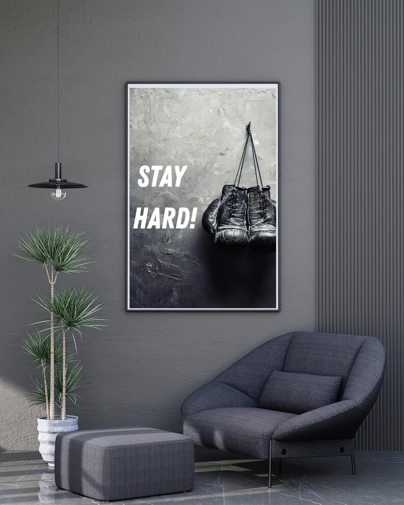 Stay Hard Motivational Boxing Gloves Poster Printable Gym Wall Art ...