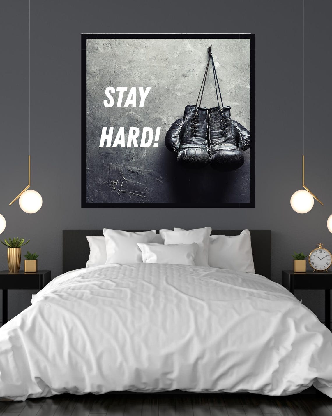 Stay Hard Motivational Boxing Gloves Poster Printable Gym Wall Art ...