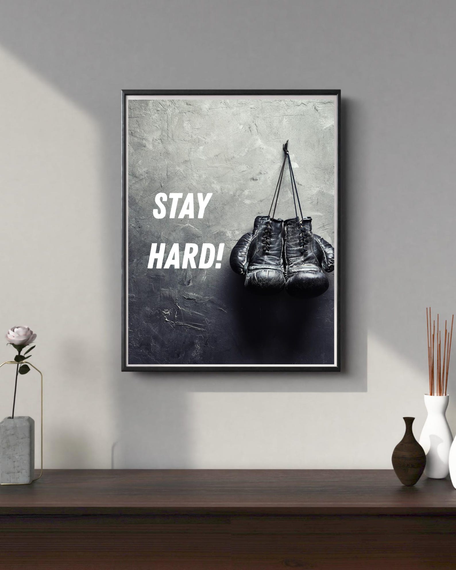 Stay Hard Motivational Boxing Gloves Poster Printable Gym Wall Art ...