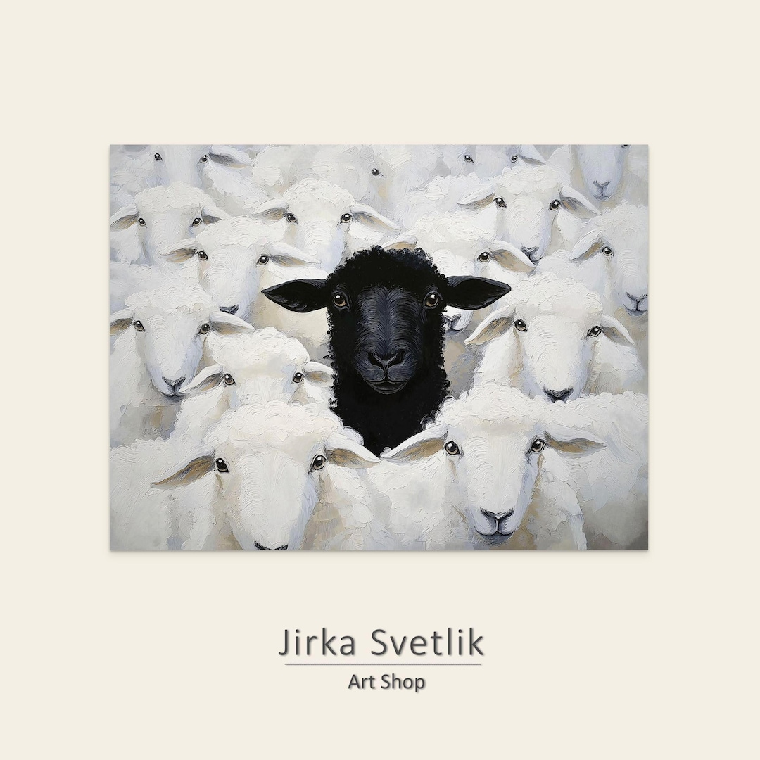 Black Sheep Art Print: Quirky Animal Painting for Modern Decor - Etsy