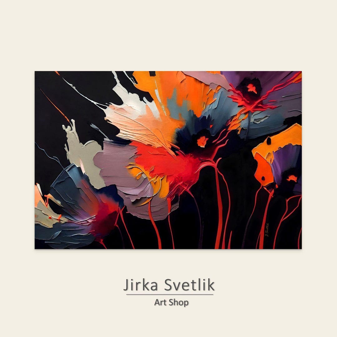 Large Floral Abstract Wall Art Poster – Vibrant Modern Flower Artwork ...
