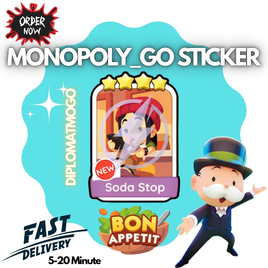 Monopoly_go Soda Stop 4 Star Stickers Set 15 Bon Appetit Album - Etsy