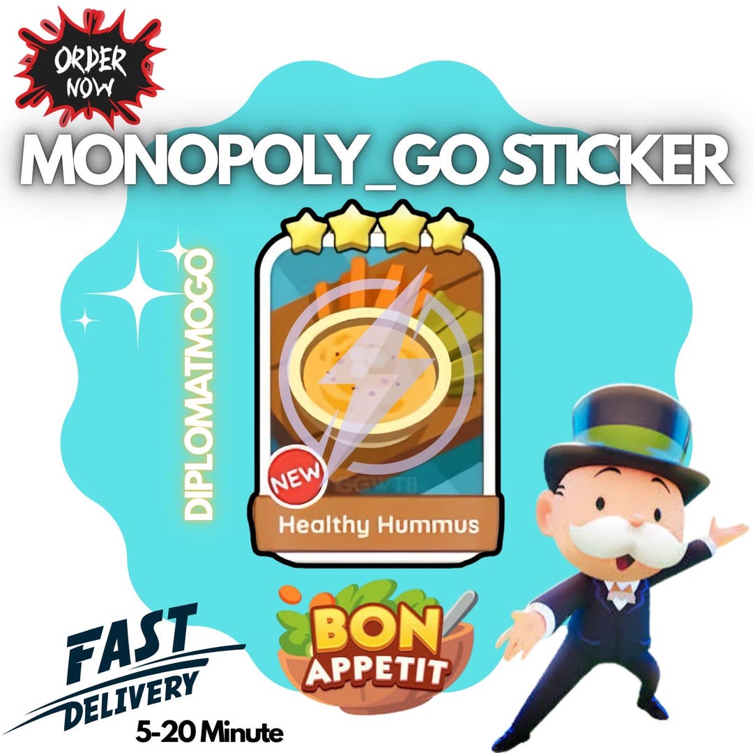 Monopoly_go Healthy Hummus 4 Star Stickers Set 10 Bon Appetit Album - Etsy