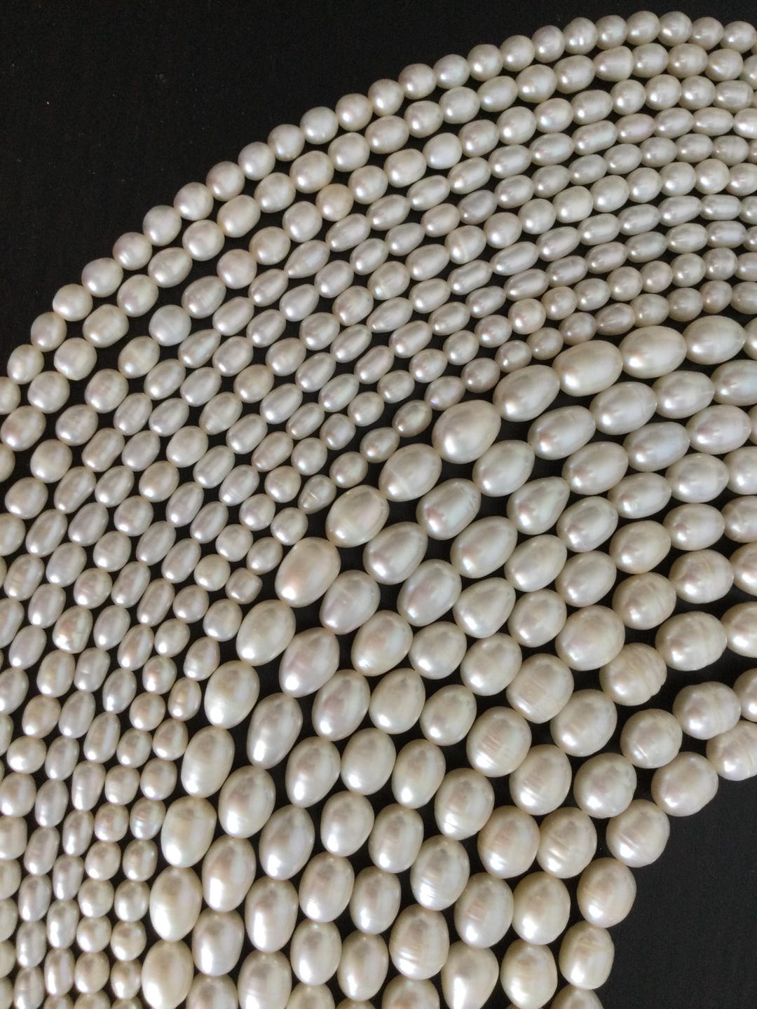 Cultured Freshwater Pearl White in Rice Shape One Strand. Quality ...