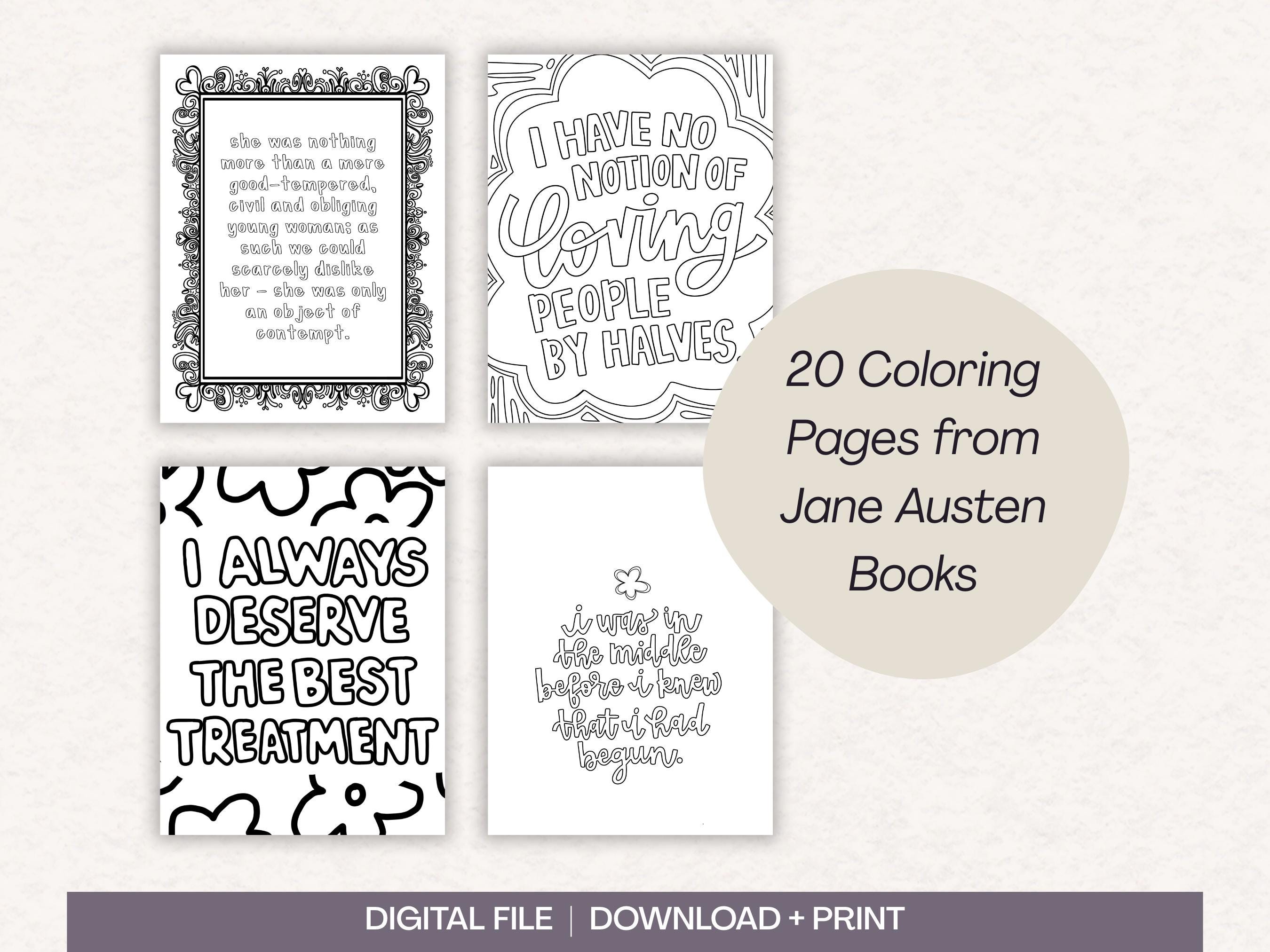 20 Jane Austen Quotes Coloring Pages – Emma, Sense and Sensibility ...