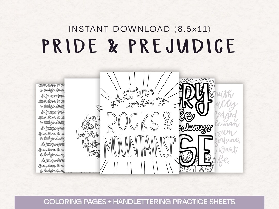 Pride and Prejudice Book Lover Coloring Printable – Jane Austen Quote ...