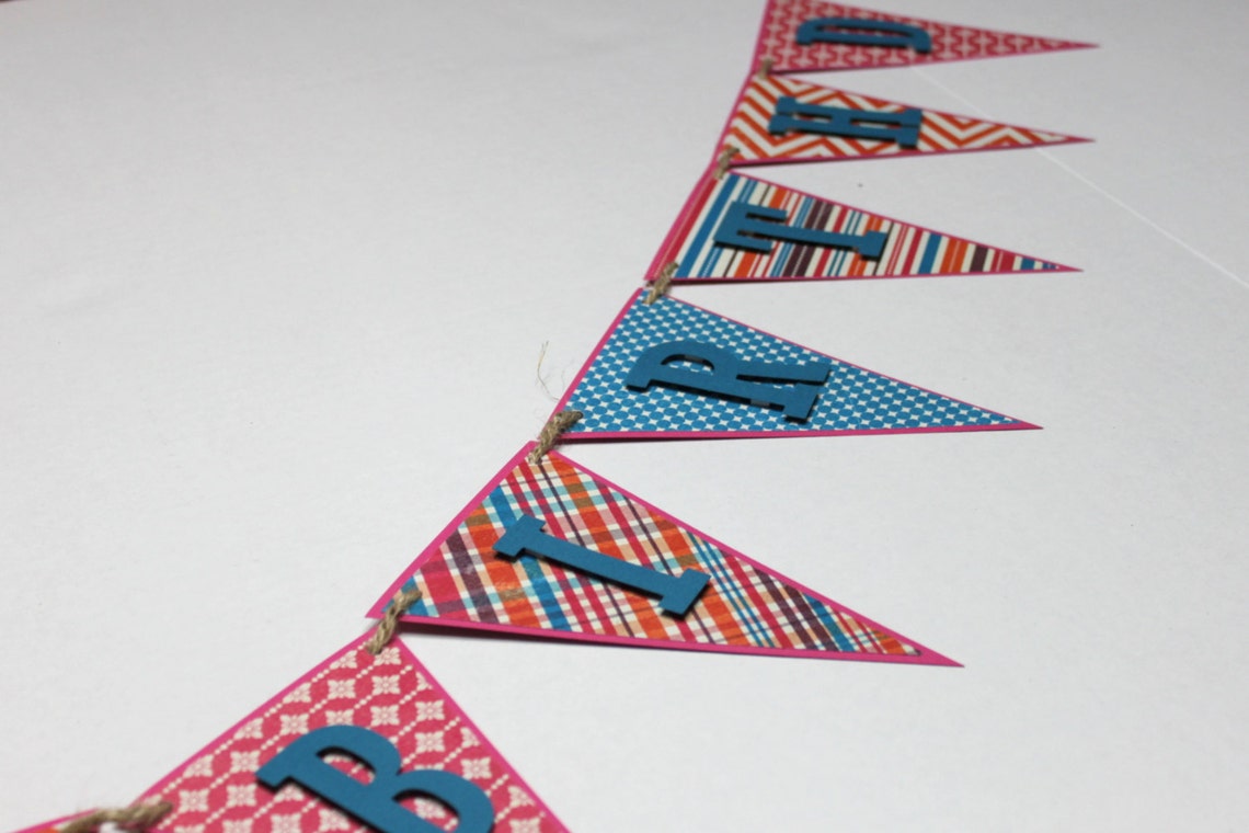 Glamping Camping Happy Birthday Banner - Pennant Banner, Birthday Party ...