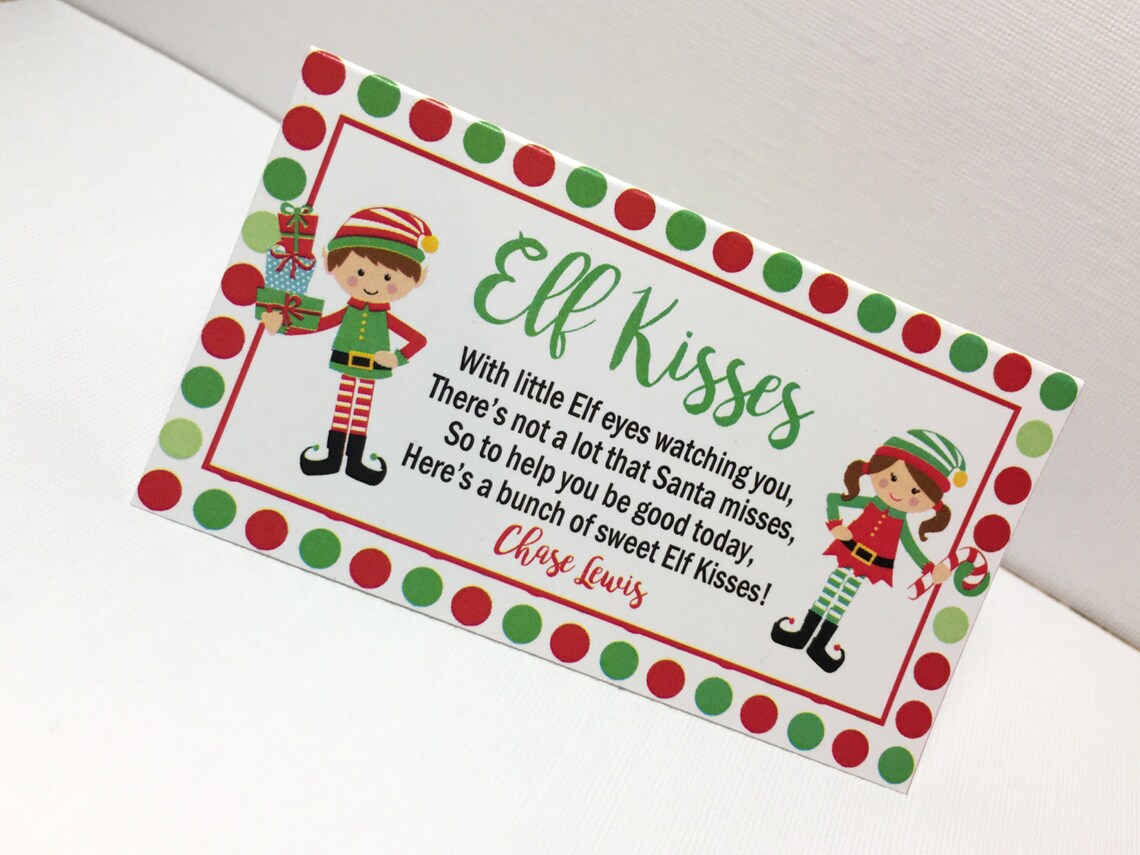 Elf Kisses PRINTABLE Treat Topper Christmas Treat Topper - Etsy
