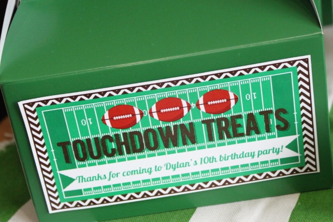 Football Party Favor Box STICKERS ONLY Gable Box Stickers | Etsy