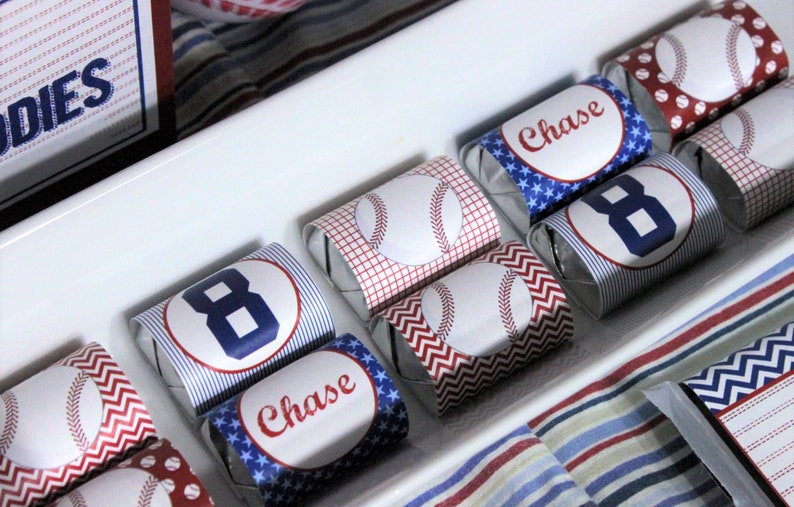 Baseball Party Mini Hershey Candy Bar WRAPPER ONLY - Baseball Birthday ...