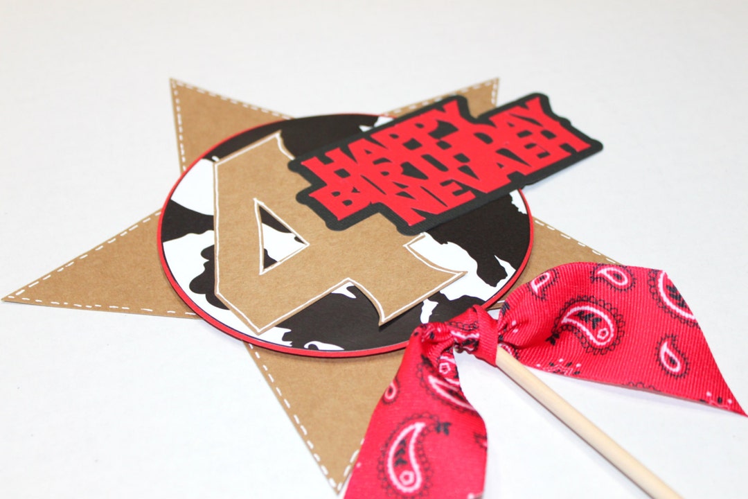 Western Birthday Party Cowboy Cowgirl - Cake Topper - Name, Age ...