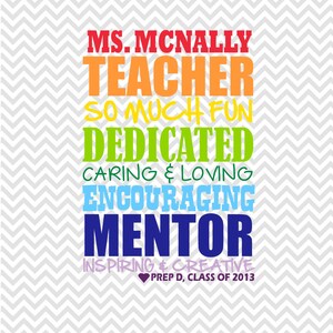 TEACHER Printable, Teacher Gift, Subway Art Typography Printable Custom ...