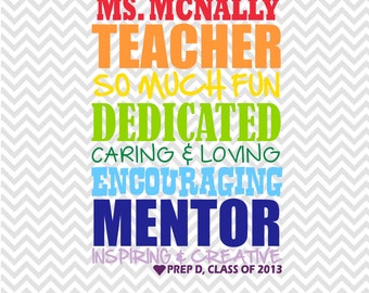 TEACHER, Teacher Gift, Subway Art Typography Printable, Teacher ...