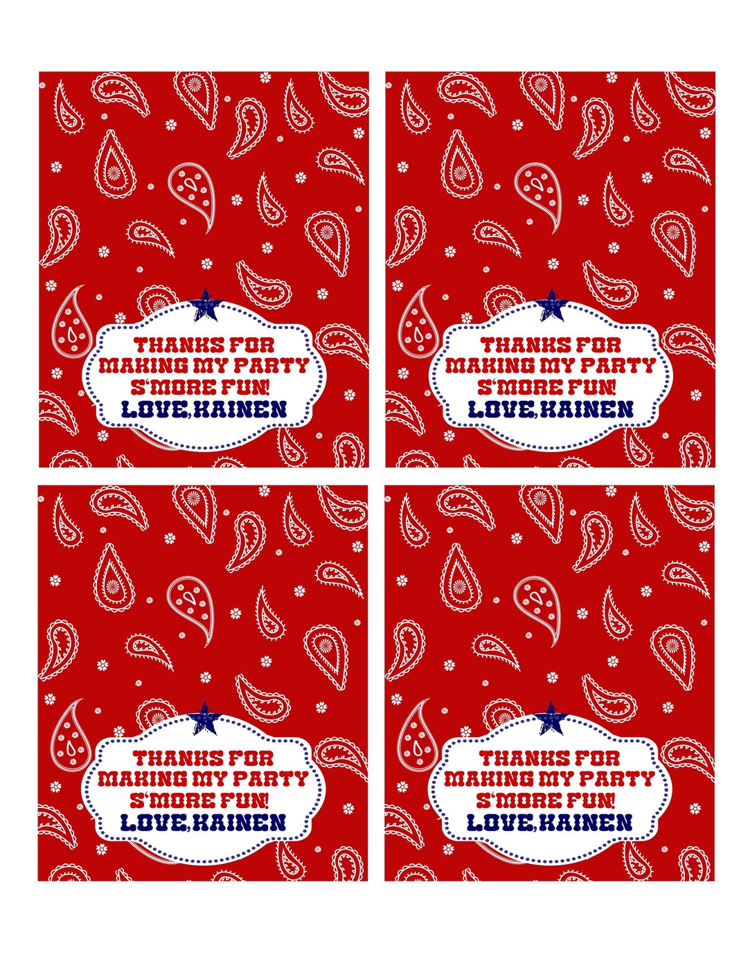 Western Birthday Party Treat Toppers PRINTABLE Cowboy Cowgirl - Smores ...