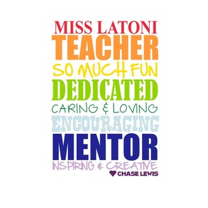 TEACHER teacher gift Subway Art Typography Printable | Etsy