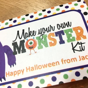 Halloween Treat Topper PRINTABLE, Make Your Own Monster Kit, Make a ...
