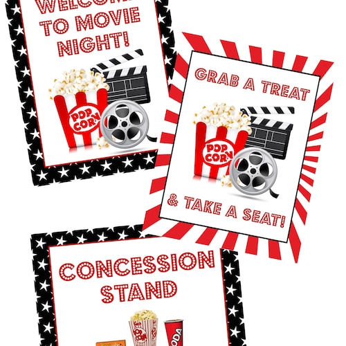 Movie Theater Sign Movie Night Party Movie Birthday Theater - Etsy