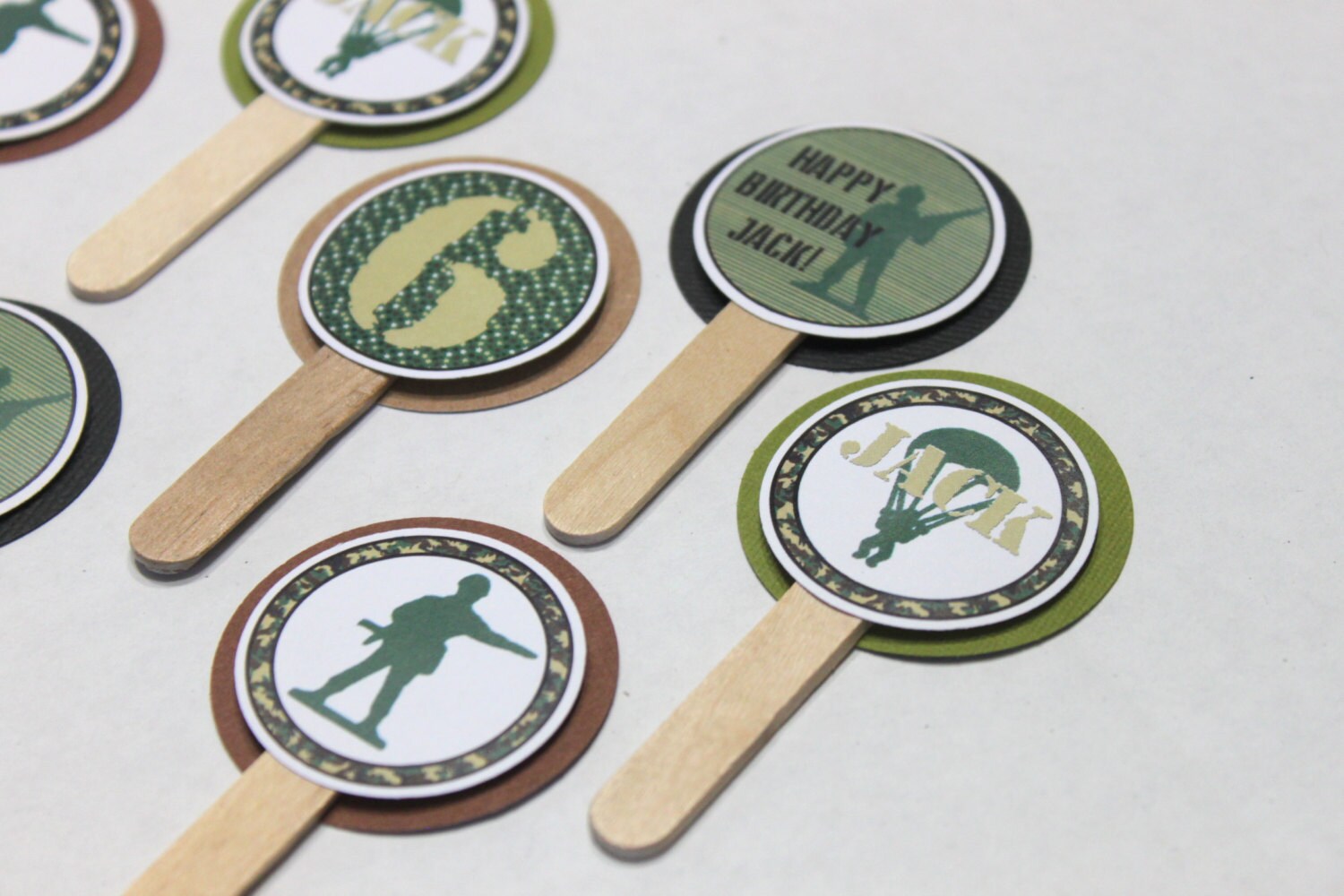 Army cupcake toppers army birthday party army party | Etsy