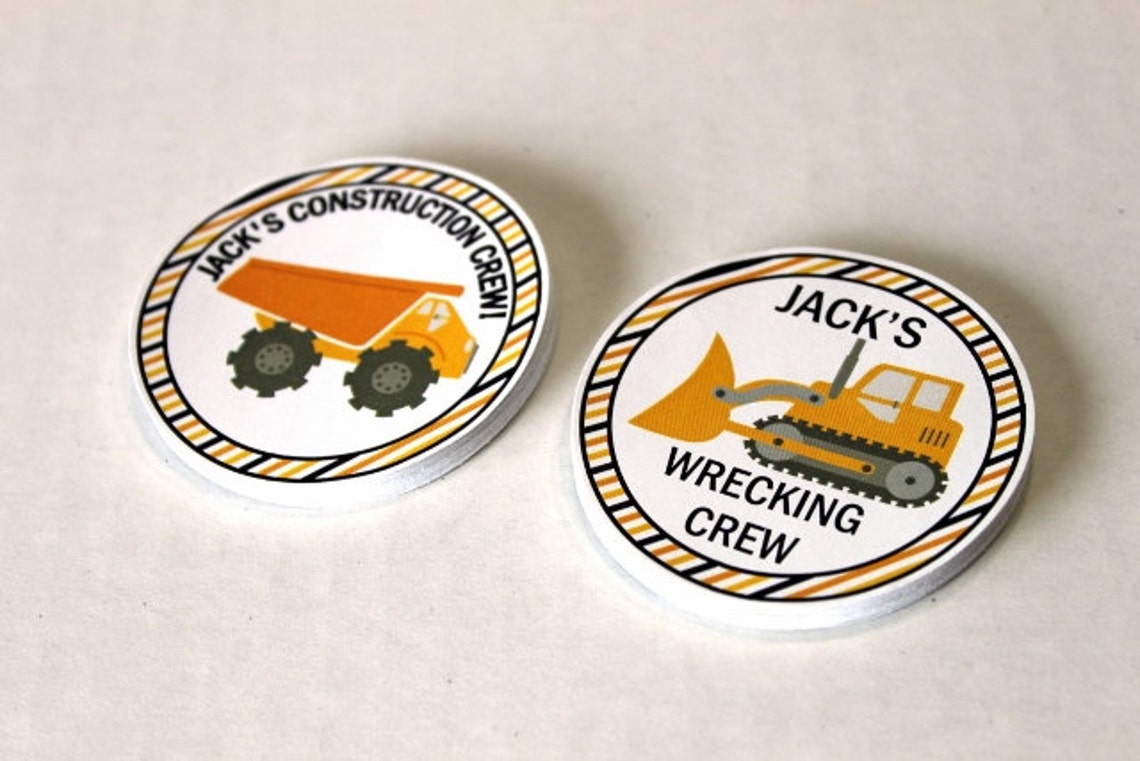 Construction Birthday Party 12 Hard Hats With 12 Personalized - Etsy