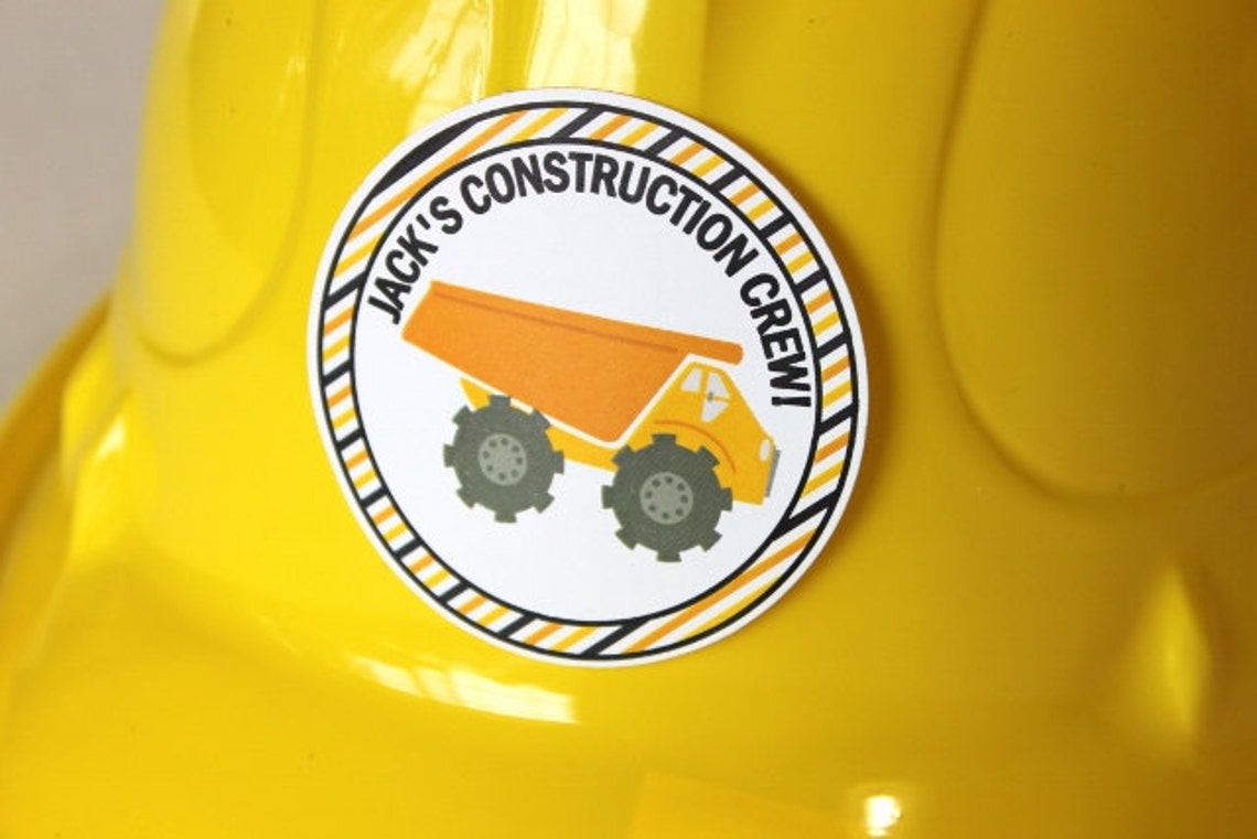 Construction Birthday Party, Construction Sticker, Hard Hat Stickers ...