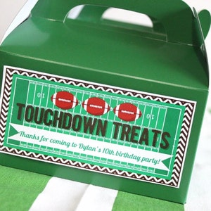 Football Party Favor Box STICKERS ONLY, Gable Box Stickers, Favor Box ...