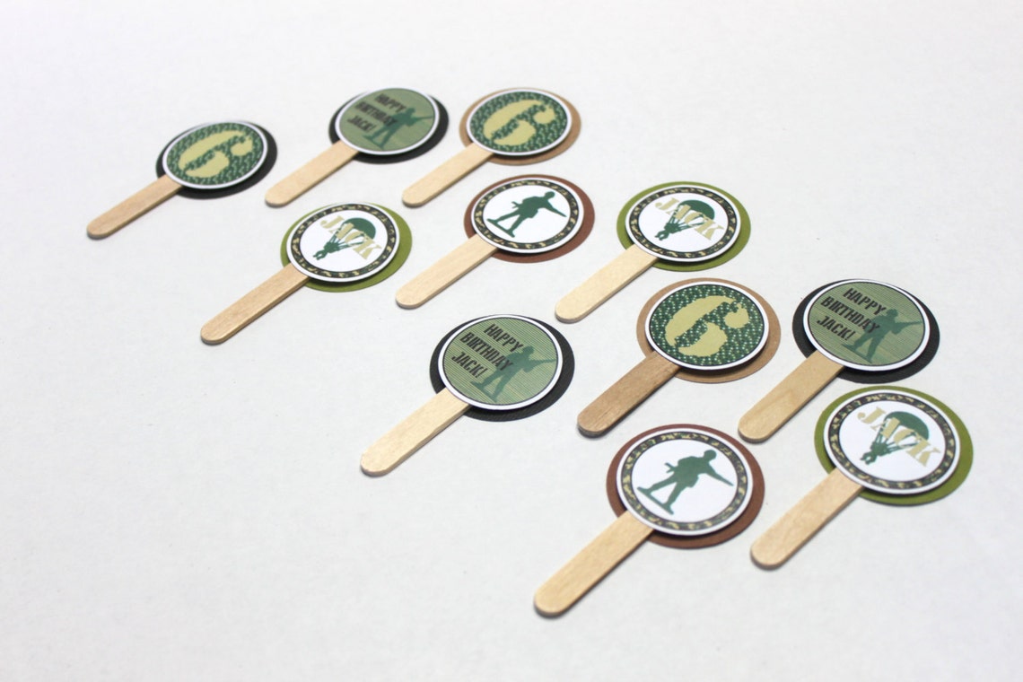 Army Cupcake Toppers - Army Birthday Party, Army Party, Camouflage ...