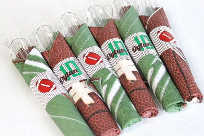 Football Party Napkin Wrap Utensil Wrap Football Birthday - Etsy