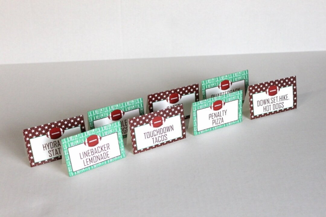 Football Party Food Card, Menu Card, Football Birthday Menu Card ...