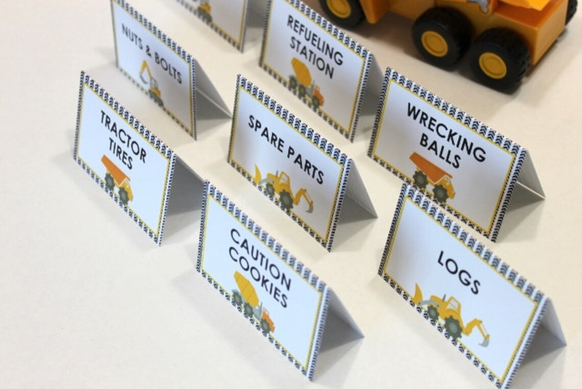 Construction Birthday Party Menu Card Buffet Card 12 - Etsy