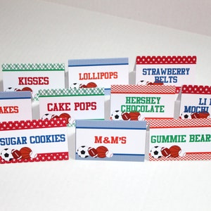 All Sports Birthday Party Menu Cards (12) DIGITAL FILE Buffet Cards ...