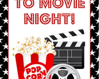 Movie night poster sign Welcome to movie night birthday | Etsy