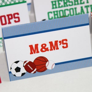 All Sports Birthday Party Menu Cards (12) DIGITAL FILE Buffet Cards ...