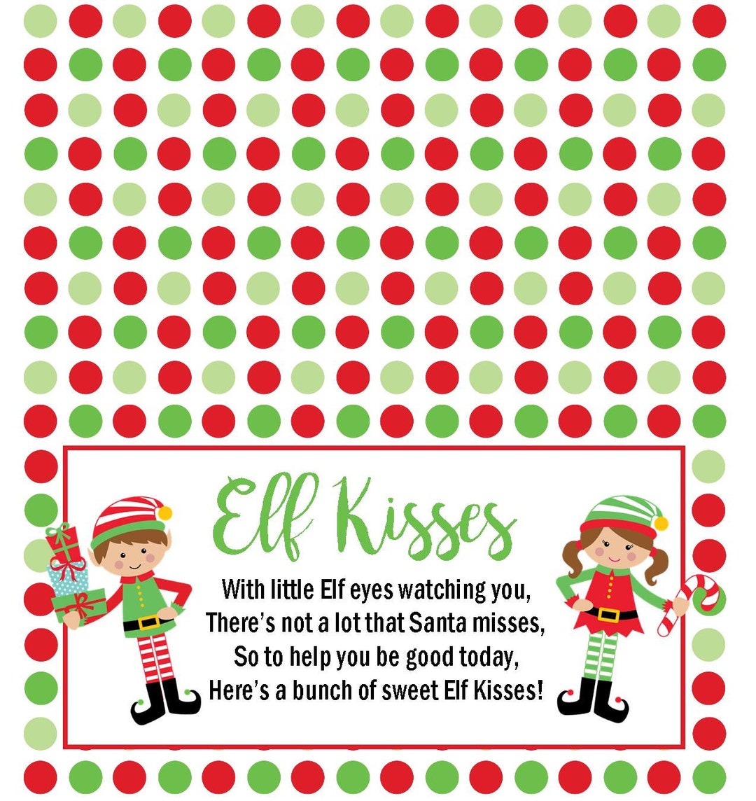 Elf Kisses PRINTABLE Treat Topper, Instant Download Treat Topper ...