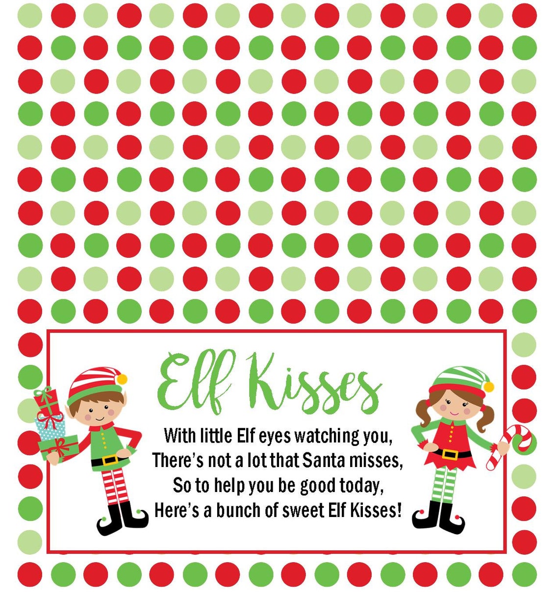 Elf Kisses PRINTABLE Treat Topper, Instant Download Treat Topper ...