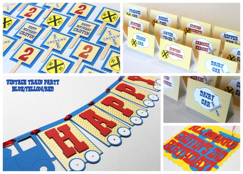 Train Birthday Party Buffet Menu or Place Cards 12 - Etsy
