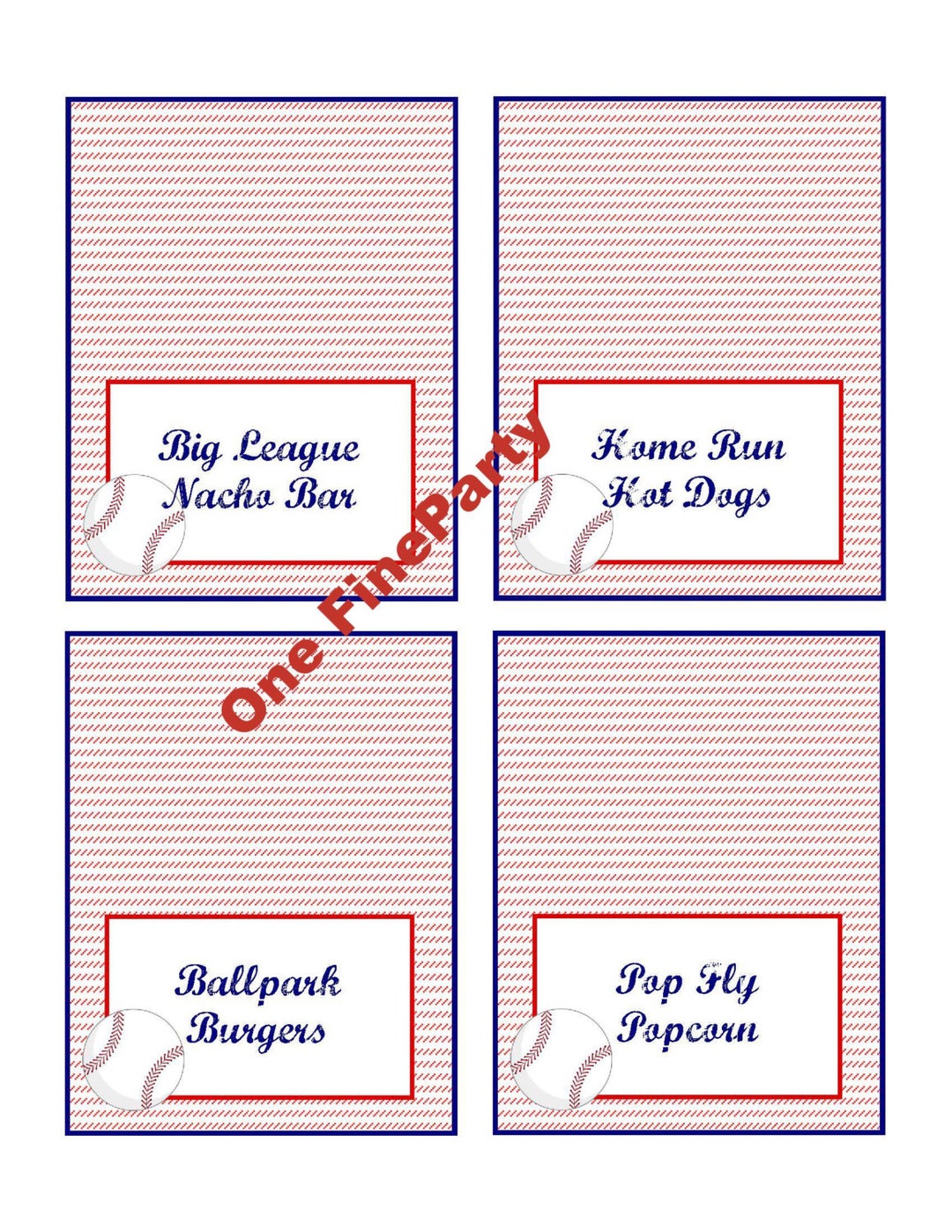 Baseball Birthday Party, Menu Card Buffet Card DIGITAL DOWNLOAD - Candy ...