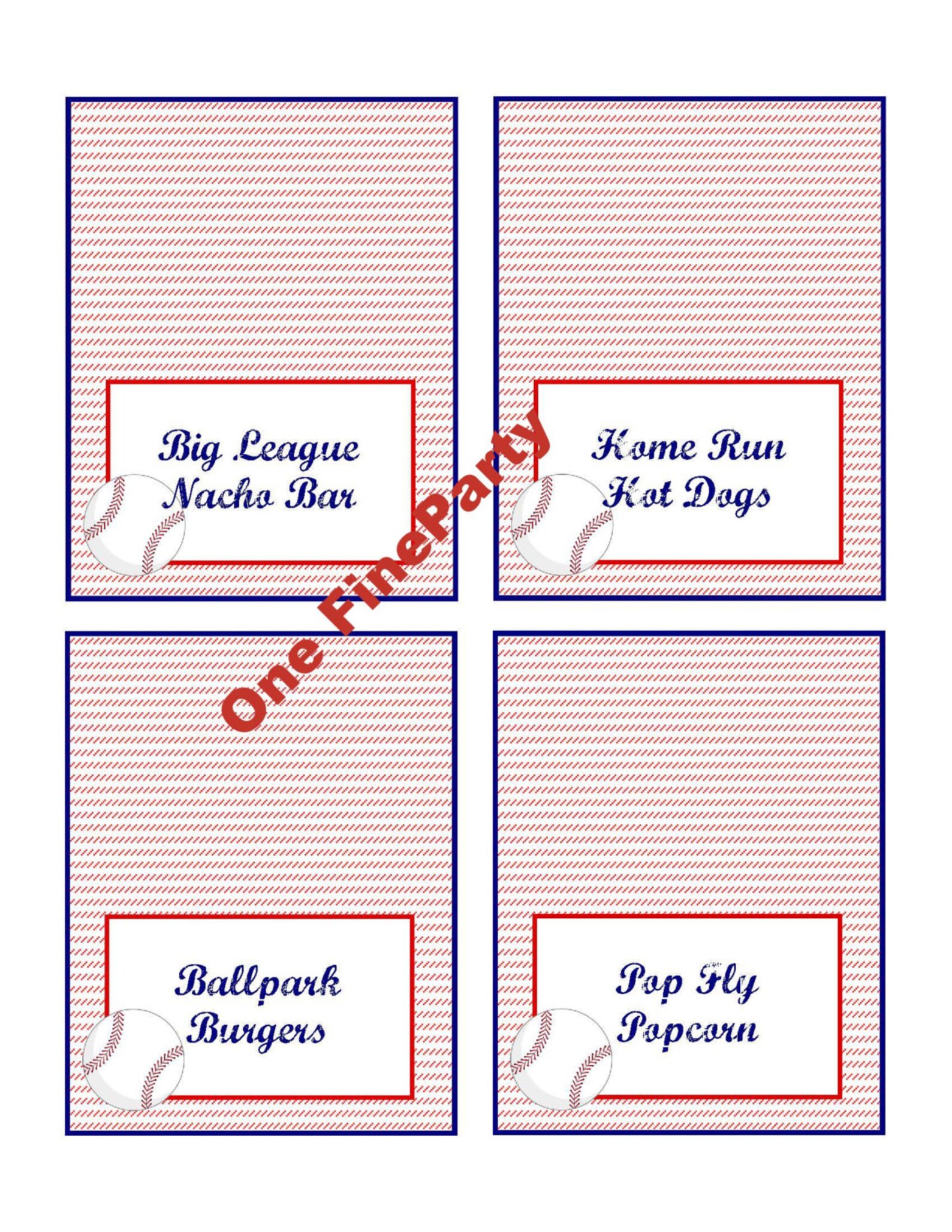 Baseball Birthday Party, Menu Card Buffet Card DIGITAL DOWNLOAD - Candy ...