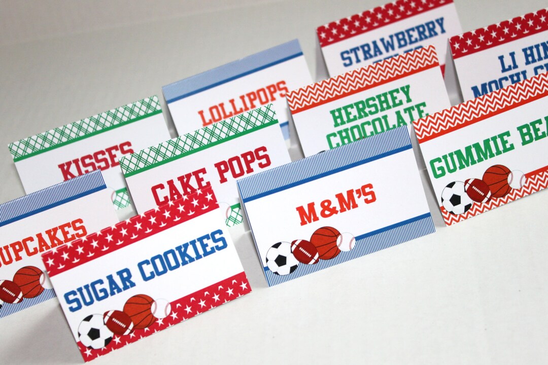 All Sports Birthday Party Menu Cards (12) DIGITAL FILE Buffet Cards ...