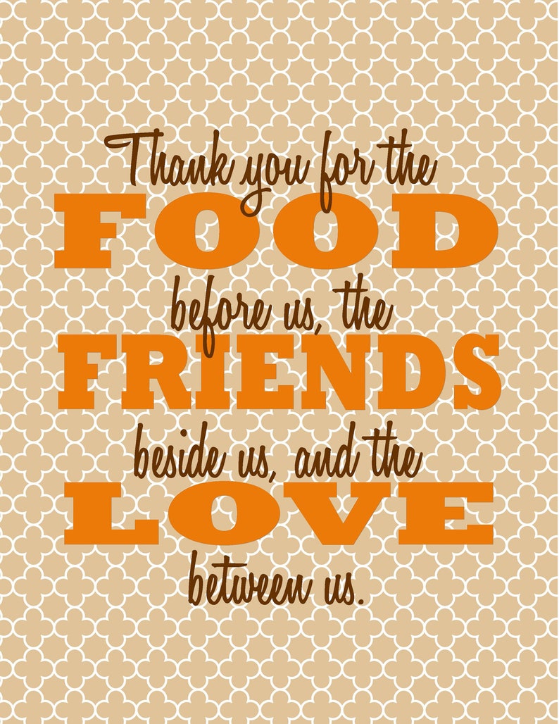 Thanksgiving PRINTABLE - Thankful for Food Friends Love, Welcome Sign ...