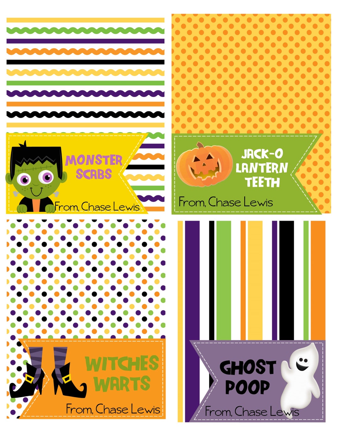 Halloween Treat Topper PRINTABLE, Ghost Poop, Monster Scabs, Jack-o ...