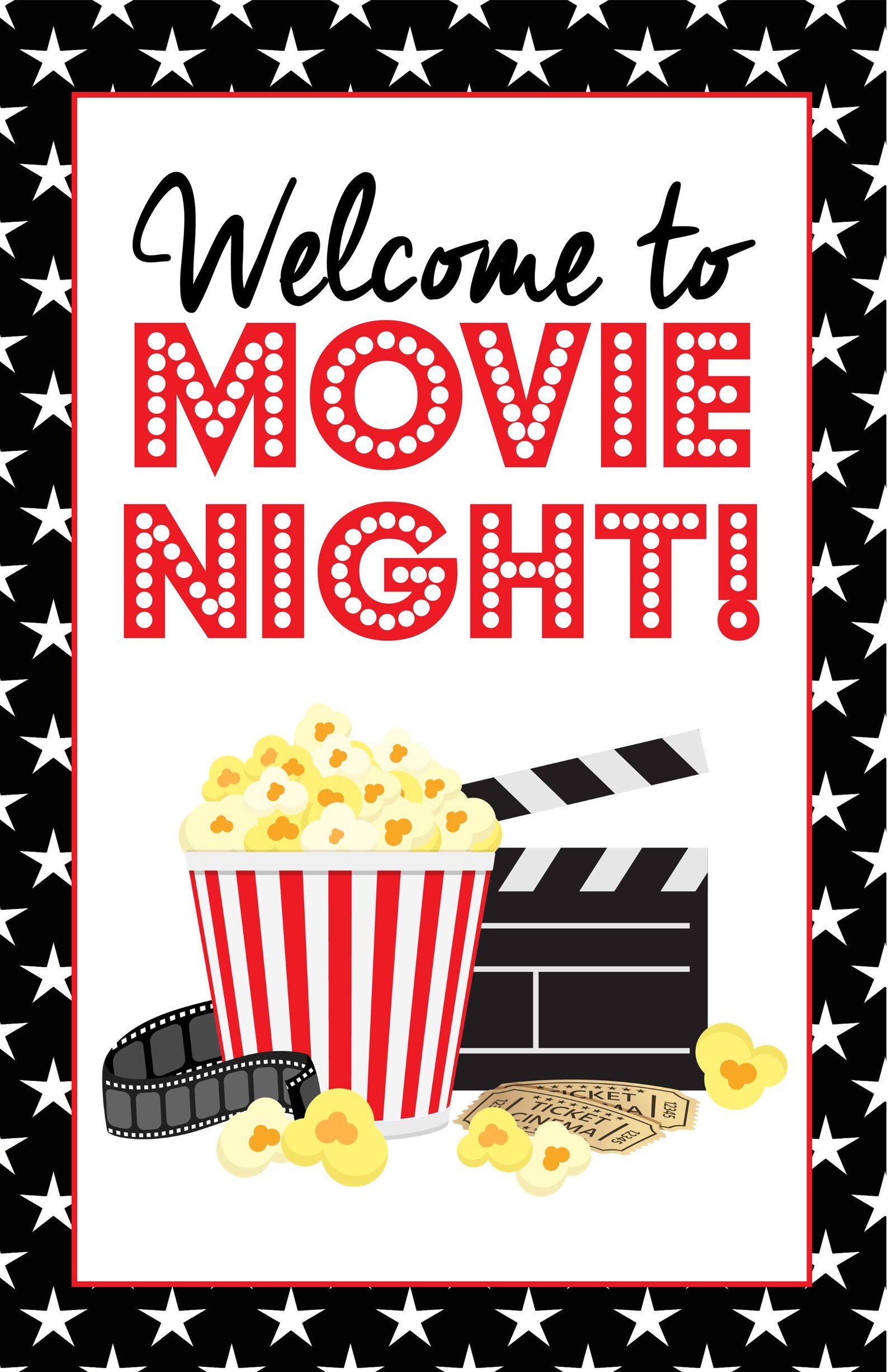 Movie Night Poster Sign PRINTABLE - Welcome to Movie Night, Birthday ...