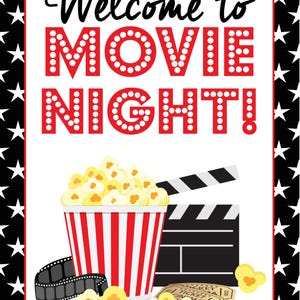 Movie Night Poster Sign PRINTABLE - Welcome to Movie Night, Birthday ...