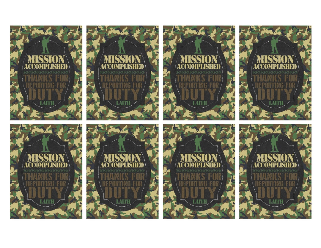 Army Party Tags PRINTABLE - Army Favor Tag, Army Birthday Party, Army ...