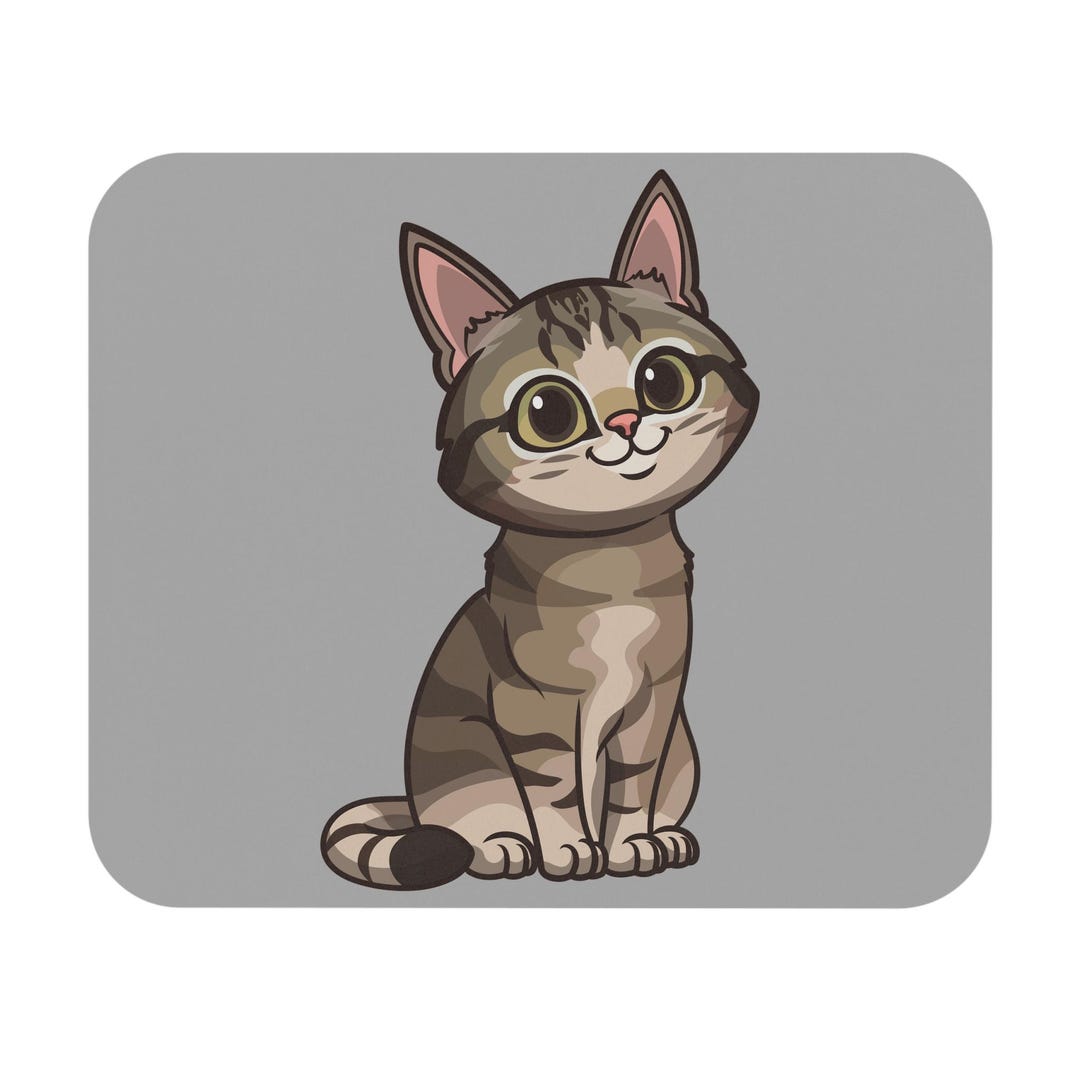 Cartoon Tabby Cat Mouse Pad: Cat Lover Desk Mat - Etsy
