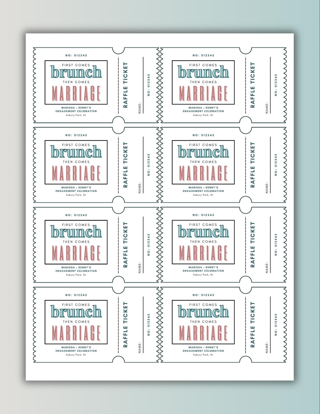 Customizable Raffle Tickets Template: Bridal Shower, Baby Shower ...