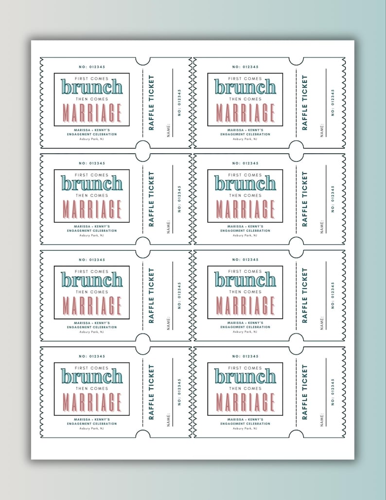 Custom Raffle Tickets Template for Canva | Bridal Shower, Baby Shower ...