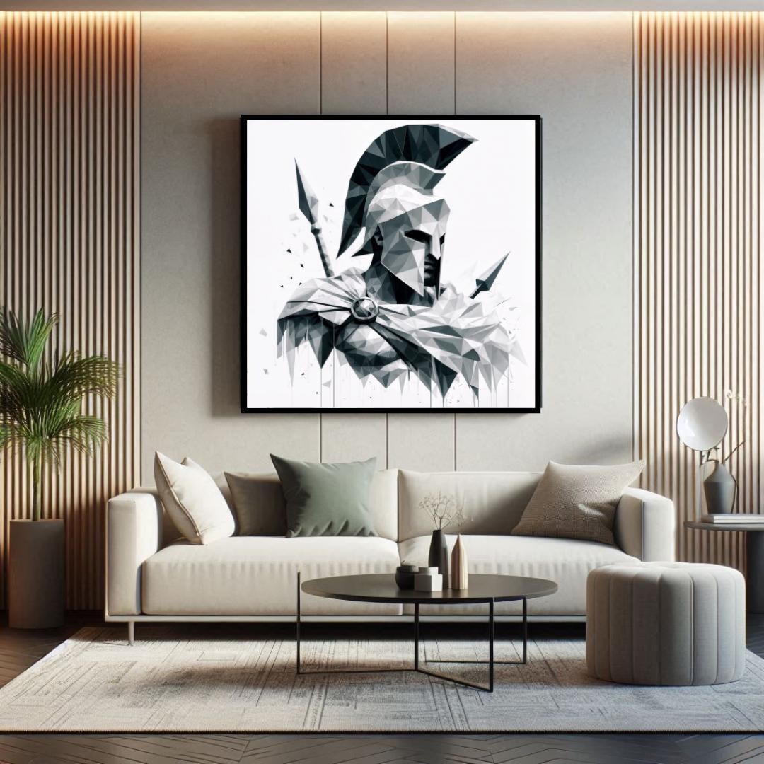 Low Poly Spartan Wall Decoration, Spartan Armor, Spartan Print, Greek ...